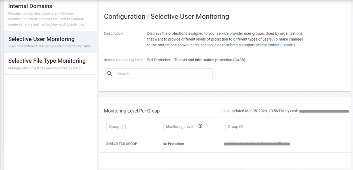 Configurations Selective User Monitoring